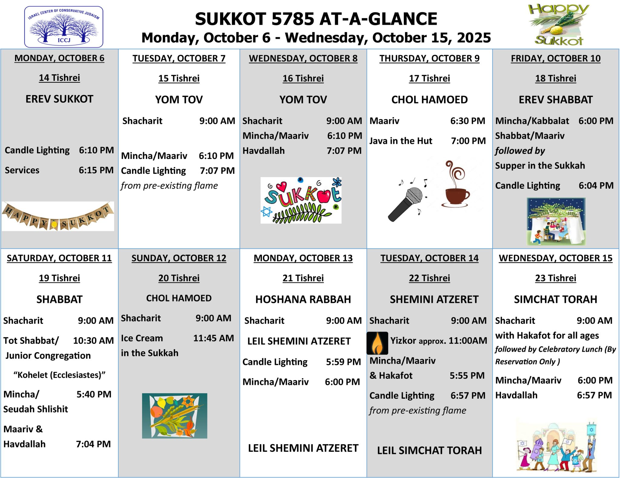 Sukkot At a Glance 5786 Israel Center of Conservative JudaismIsrael Center of Conservative Judaism